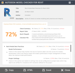 Revit Model Checker – Model Auditing Reports