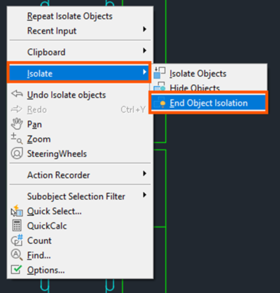 Isolate and Hide Objects in AutoCAD