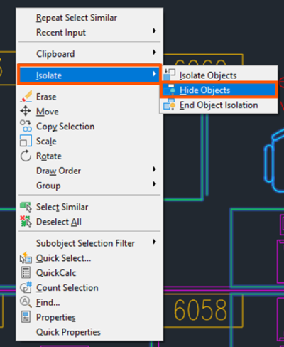 Isolate and Hide Objects in AutoCAD